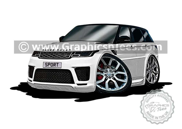 RANGE ROVER SPORT Fuji White Car Cartoon Caricature A4 Print ...