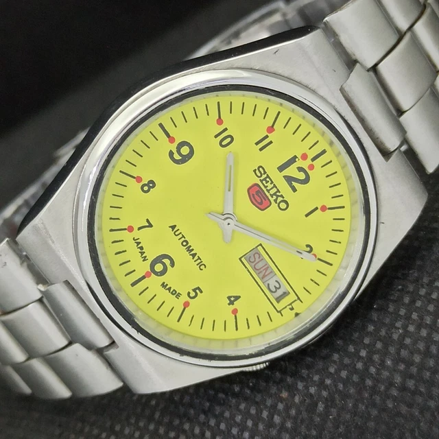 GENUINE VINTAGE SEIKO 5 AUTOMATIC 7009A JAPAN MENS YELLOW WATCH 552 ...