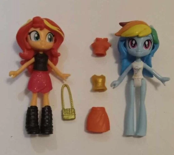 MY LITTLE PONY Equestria Girls Mini Sunset Shimmer + Rainbow Dash Doll Figure EUR 9,22 - PicClick FR