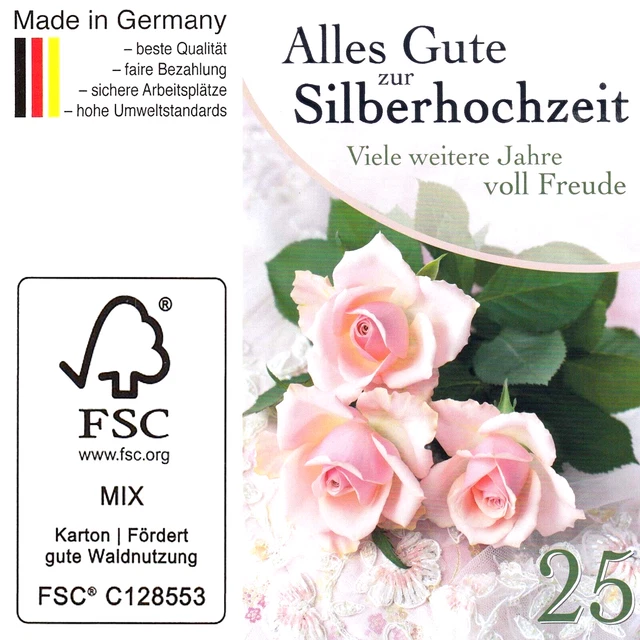 FSC GLÜCKWUNSCHKARTE KARTE Glückwunsch Silberhochzeit Hochzeitstag ...