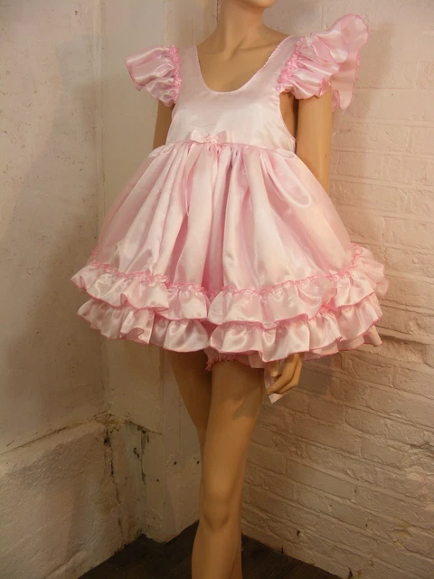 SISSY ADULT BABY dress satin babydoll negligee nightie fancy dress maid ...