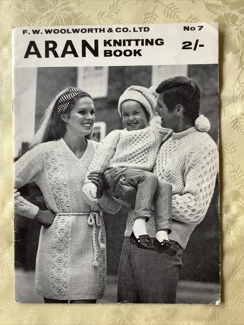 WOOLWORTH KNITTING PATTERN book 7. Arans for the family 8 designs ...