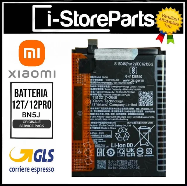 BATTERIE ORIGINAL SERVICE Pack Xiaomi 12T Pro Redmi Note 12 5G BN5J ...