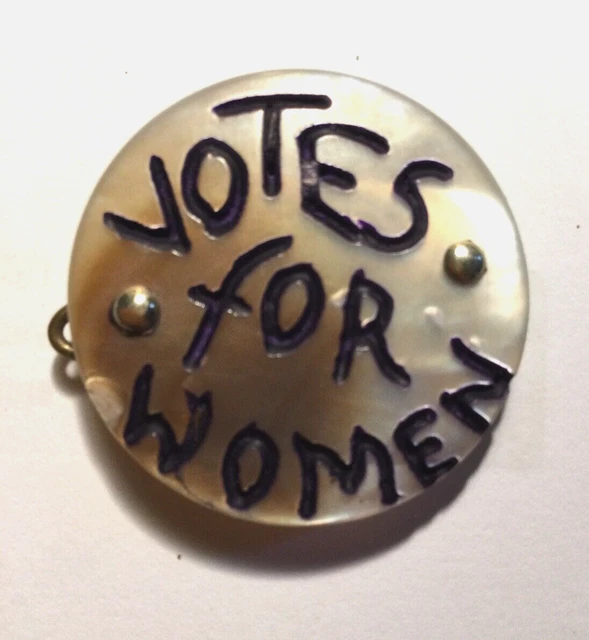 SUFFRAGETTE WSPU MOTHER OF PEARL VOTES FOR WOMEN LAPEL BADGE - c. 1914 ...