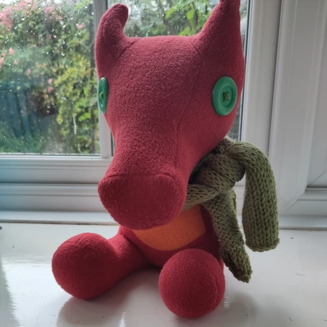 DRAGON SOFT TOY button eyes homestuck cute with scarf red and green £8. ...