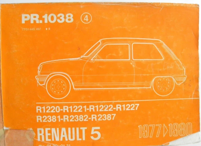 MANUEL D'ATELIER RENAULT 5 PR 1038 / 4 . 1977 - 1980 EUR 22,50 - PicClick FR