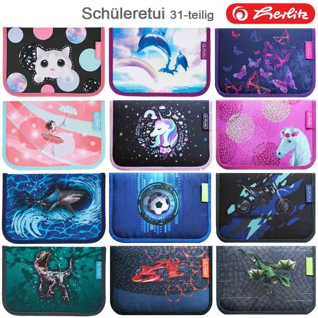 HERLITZ SCHÜLERETUI 31-TEILIG gefüllt Etui Tasche Federtasche ...