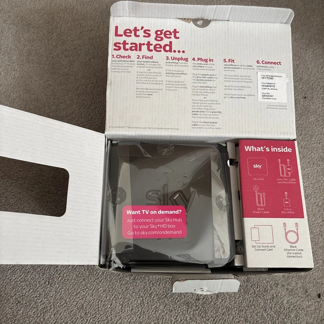 SKY HUB SR102 Wireless Internet Router Genuine Full Kit & Cables -Boxed ...