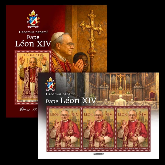 POPE LEO XIV Habemus Papam MNH Stamps 2025 Djibouti M/S + S/S $24.10 ...