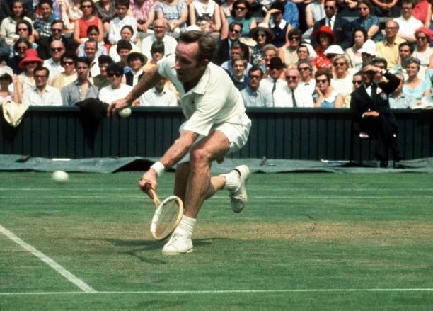 AUSTRALIAN TENNIS PLAYER Rod Laver in action against Denmark's J L- Old ...