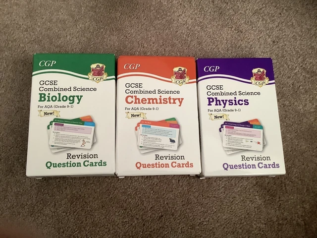 CGP GCSE COMBINED Science Revision Cards Biology, Chemistry & Physics For AQA £14.99 - PicClick UK