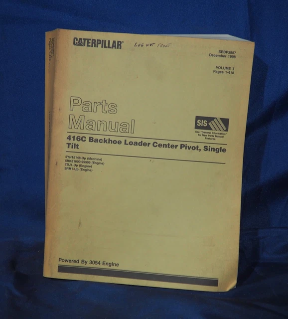 CATERPILLAR CAT 416C Backhoe Loader Center Pivot Part Manual Guide Book Genuine £29.63 - PicClick UK