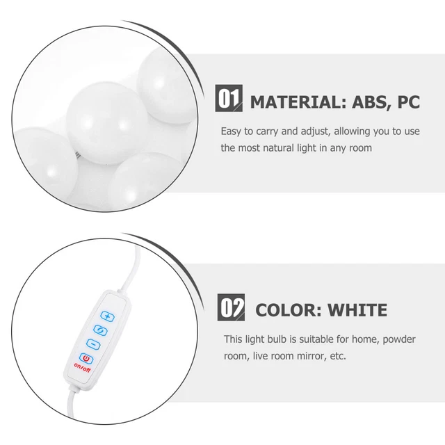 LUCI SPECCHIO TRUCCO LED luci trucco USB dimmerabili (10 lampadine)-DY EUR 18,44 - PicClick IT