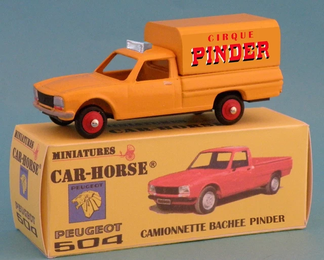 CAR-HORSE PEUGEOT 504 pick up Cirque Pinder style Dinky JRD CIJ fin de ...
