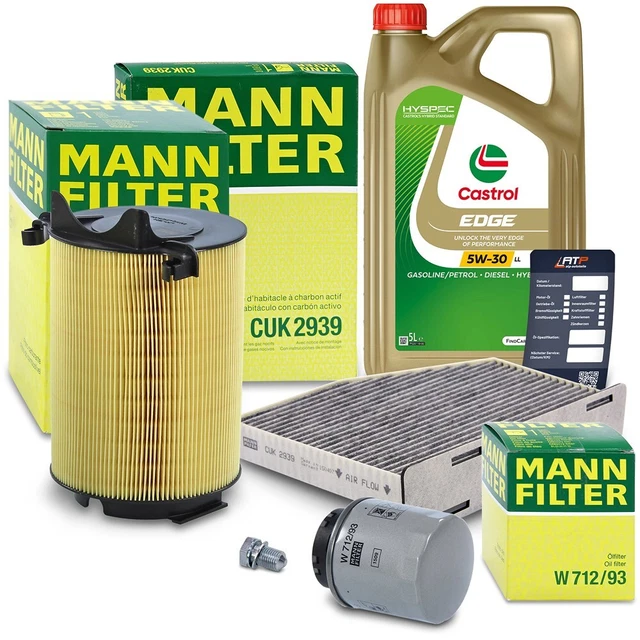 MANN SERVICE KIT A+5L Castrol Edge Titanium Fst 5W-30 Ll W/Sump Plug ...