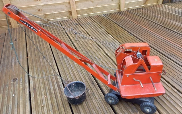 VINTAGE TRIANG MOBILE Crane K.L.Jones Red Pressed Steel Tinplate Model ...