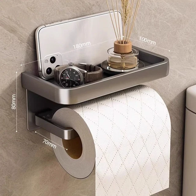 WALL-MOUNTED TISSUE BOX Aluminium Roll Paper Holder Bathroom ...