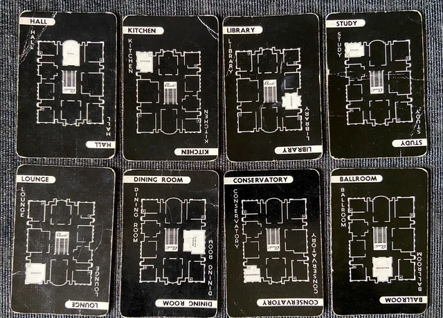 VINTAGE CLUEDO 1970/80S Spares - Set of 8 Room Cards - 1 MISSING £2.99 ...