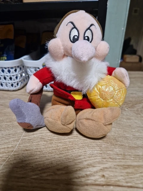 DISNEY STORE SNOW White Seven Dwarfs Grumpy w/ Pickaxe & Jewel Beanbag ...