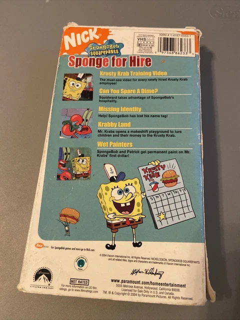 SPONGEBOB SQUAREPANTS SPONGE for Hire VHS Nickelodeon Paramount Cartoon ...