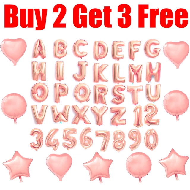 ROSE GOLD ALPHABET A-Z Letter & Number Foil Balloon NAME PARTY WEDDING ...