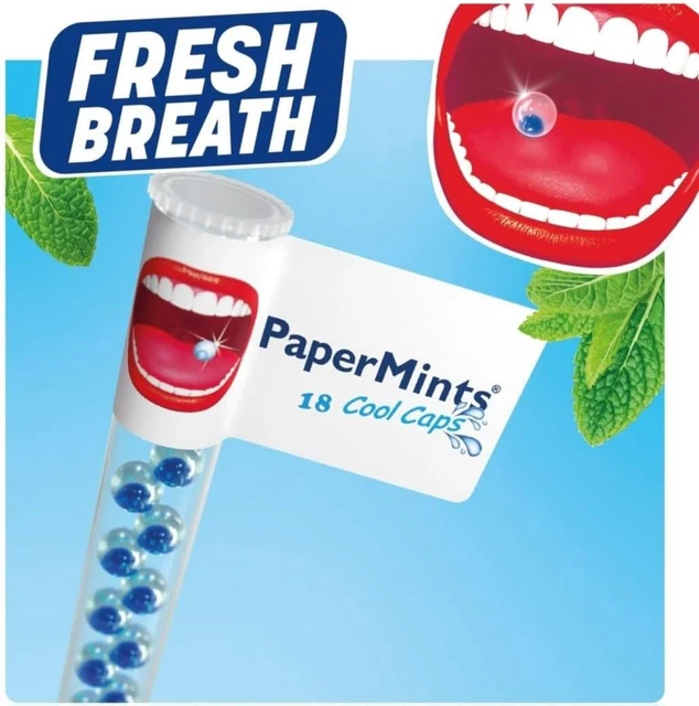 PAPE RMINTS COOL Caps Breath Refreshers 3 X Tubes of 18 Capsules by ...