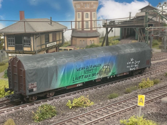 MÄRKLIN SPUR H0 47062-03 Schiebeplanenwagen gealtert Patiniert Graffiti ...