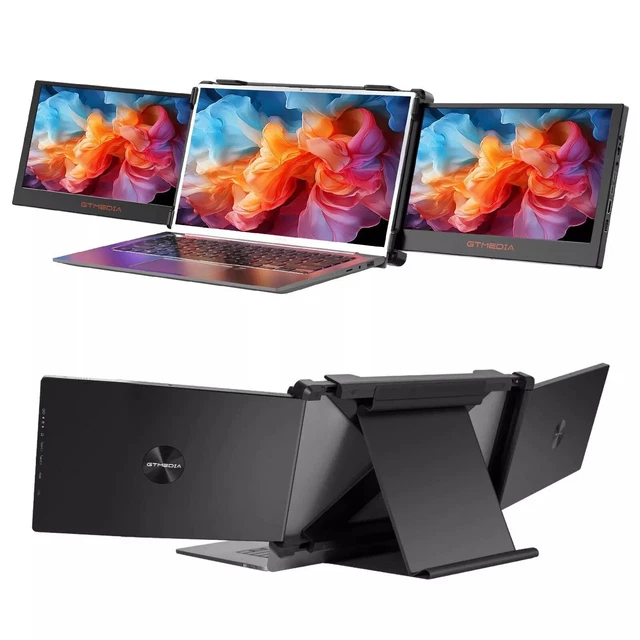 TRIPLE LAPTOP SCREEN Extender Dual Portable Monitor Folding Display ...