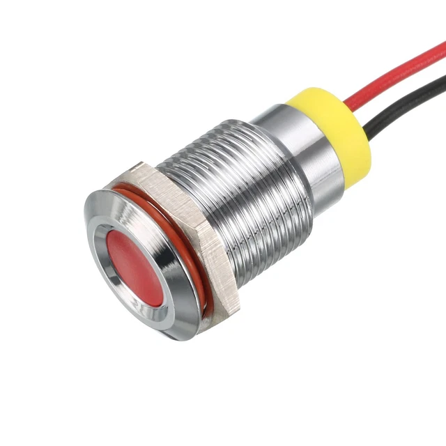 TÉMOIN LUMINEUX SIGNAL AC/DC 12V 12mm Lampe Tableau Encastré Rouge LED ...