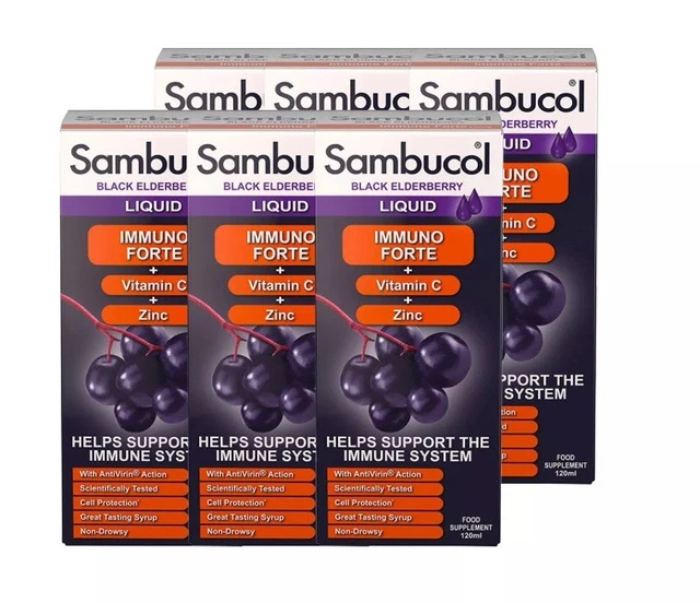 SAMBUCOL IMMUNO FORTE Liquid 120ml x 6 Immunity Booster £40.79 ...
