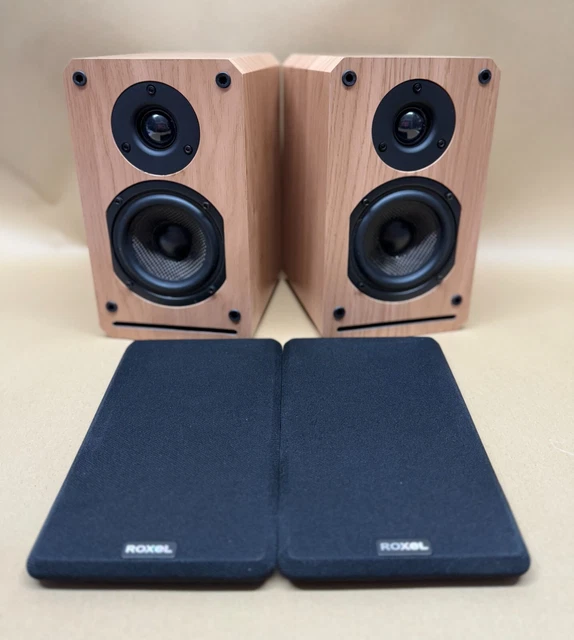 ROXEL RBS-300 BK Bookshelf Speaker Oak Wood Effect Cabinet With 4 Inch ...