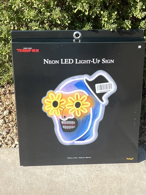 SPIRIT HALLOWEEN TERRIFIER Art the Clown Neon LED Light-Up Sign Horror ...