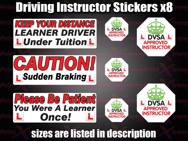 DRIVING INSTRUCTOR LEARNER Driver car Vinyl stickers decals Sign DVSA ...