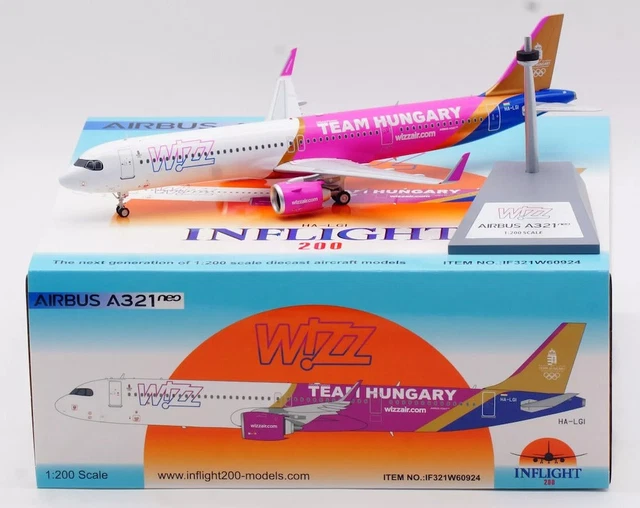 INFLIGHT IF321W60924 WIZZ Air Airbus A321neo HA-LGI Diecast 1/200 Model ...