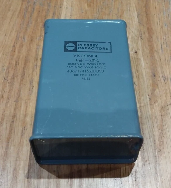 PLESSEY VISCONOL VINTAGE Oil Paper Capacitor 8μF 8MFD 800VDC £60.00 ...