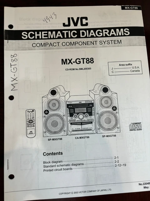 JVC MX-J100 CA-MXJ100 Schematic Diagrams Service Manual **Original** £ ...