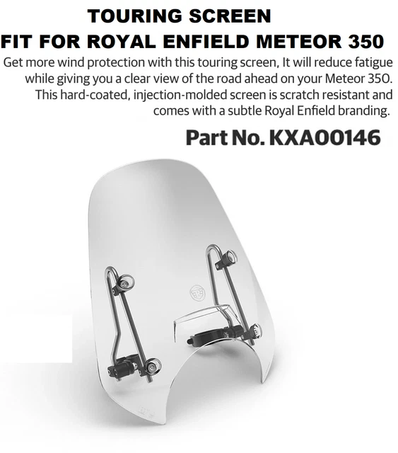 GENUINE TOURING WINDSHIELD For Royal Enfield Meteor 350 Kxa00146 £136. ...