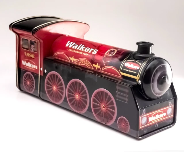 VINTAGE LITHOGRAPH STEAM Train Empty Sweet Tin, Walkers Shortbread Man ...