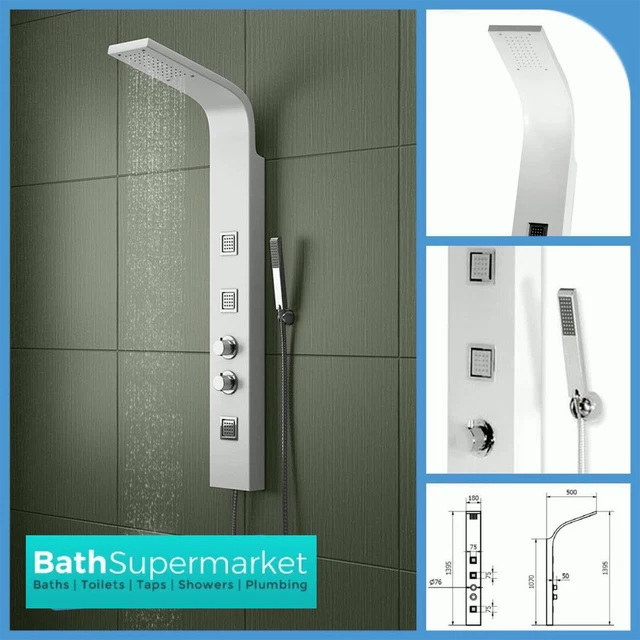 THERMOSTATIC SHOWER TOWER Mixer Panel Column - Complete System Unit ...
