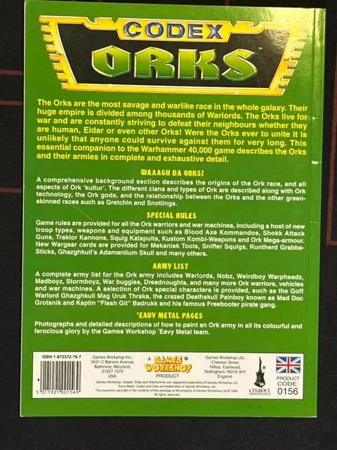 CODEX ORKS 2A edizione Warhammer 40K EUR 115,52 - PicClick IT