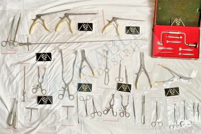 BASIC CRANIOTOMY SET of 38 pcs Spine Laminectomy Neuro Surgery set Gold ...