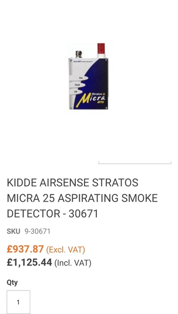 KIDDE AIRSENSE 30671 Stratos Micra 25 Aspirating Detector New. rrp £ ...