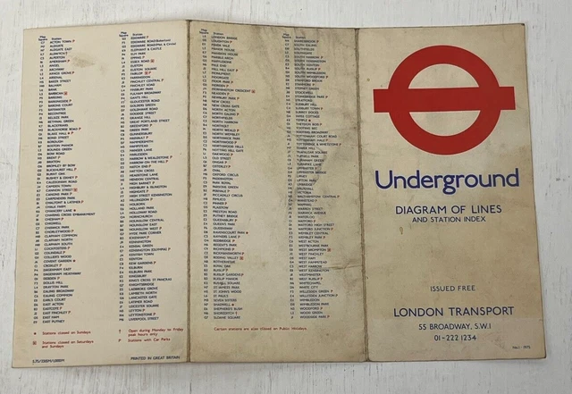 LONDON TRANSPORT UNDERGROUND MAP Diagram of Lines/Station Index Issue ...