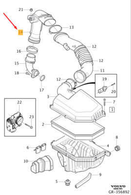 VOLVO V60 MK1 Air Cleaner Rear Fresh Air Pipe 31370731 NEW GENUINE £151 ...