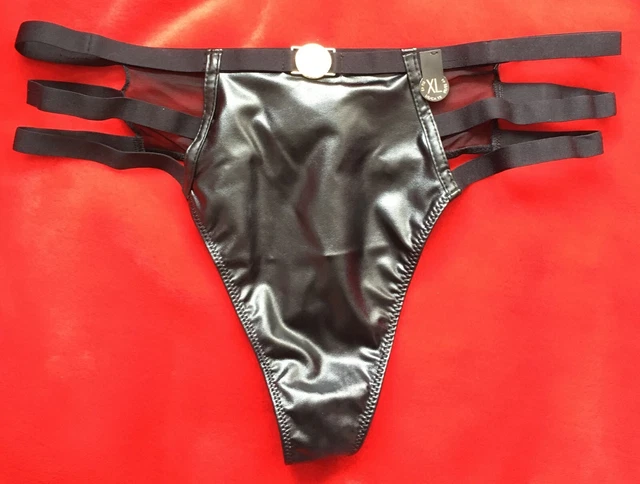 LEDER LOOK DESSOUS Strappy String XL sexy high leg Lingerie Tüll 42 NEW YORKER EUR 6,99 ...