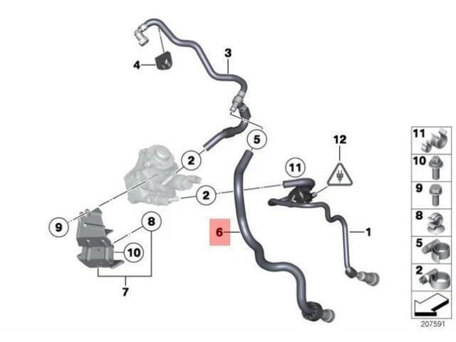 ORIGINAL BMW E84 SUV Fuel Injection System Pipe Return Line 13534734843 ...