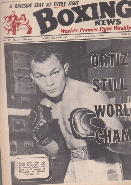 BOXING NEWS 24 June 1966 - Carlos Ortiz Cover Henry Armstrong v Lou ...