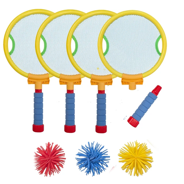 QUATRE LECTEUR TRAMPOLINE Tennis Rame Raquette Set Jardin Plage Été ...