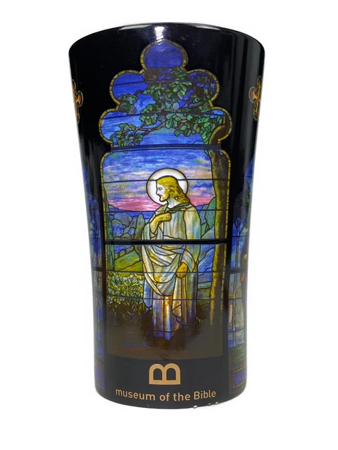 MUSEUM BIBLE TIFFANY Stained Glass Windows Jesus Christ Cup Travel Mug ...