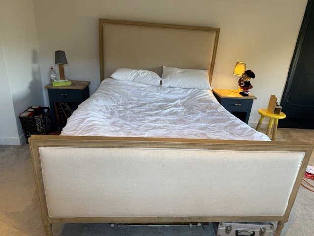 STUNNING KING BED Frame Washed Oak Wood Effect £125.50 - PicClick UK